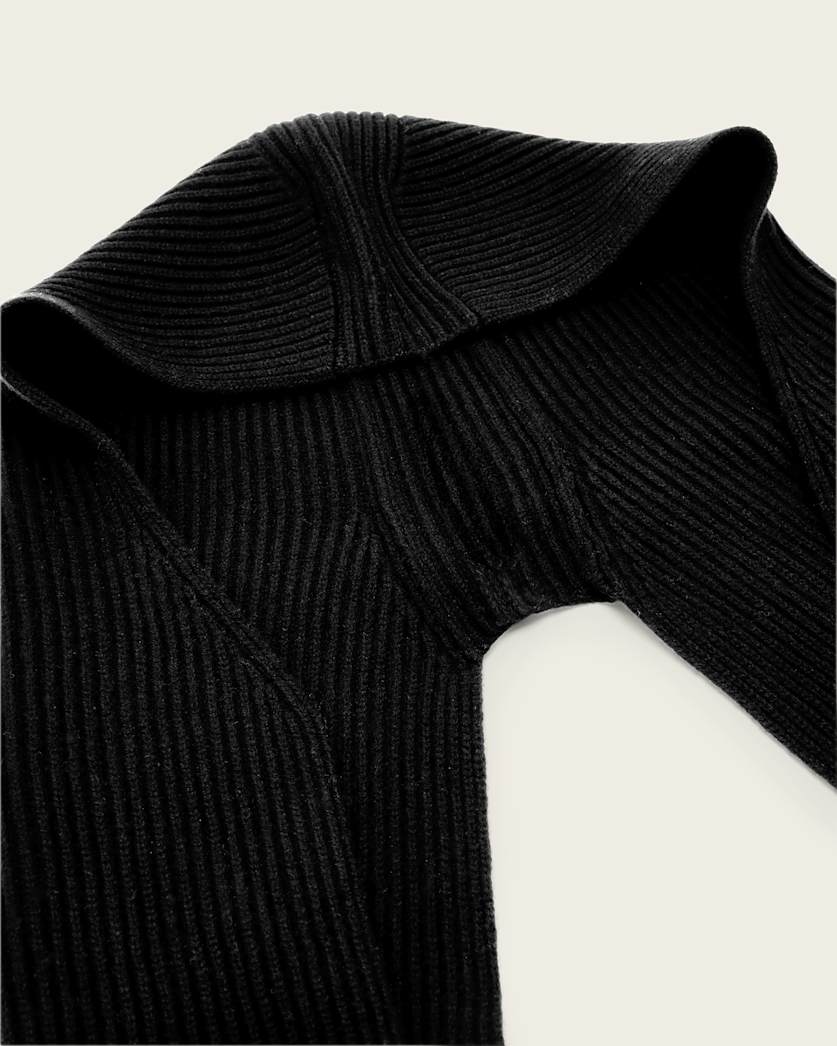 Wren Hooded Wool Scarf Black | ALLSAINTS US